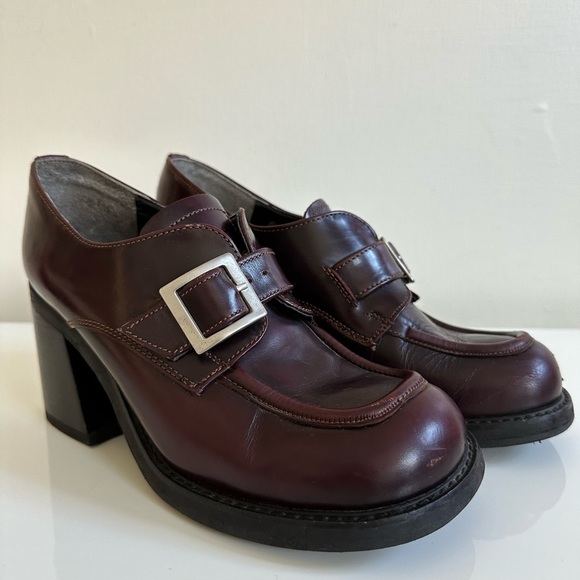 Sam & Libby | Shoes | Vintage Sam And Libby Platform Oxfords Maroon Chunky Square Toe Slip Y2k ...